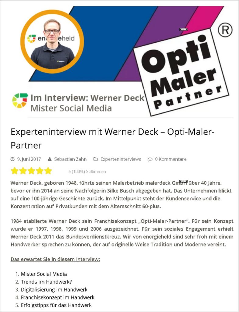 Sebastian Zahn, vom Blog "energieheld", befragte mich für seine Rubrik ...